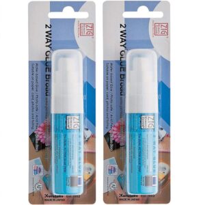 kuretake zig 2way glue pen, 15mm board tip 2pcs set, quick dry liquid stick marker, for artists, crafting, scrapbooking, gift card, calligraphy, made in japan