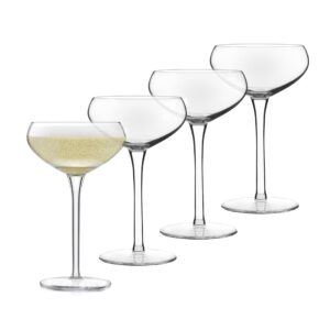 libbey signature kentfield coupe cocktail glasses set of 4, coupe bowl stemmed cocktail glasses, dishwasher safe champagne coupe glasses gift set