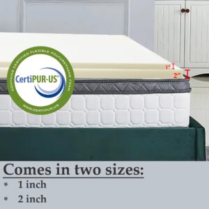 Mattress Solution 2-Inch High Density Foam Topper,Adds Comfort to Mattress, Full