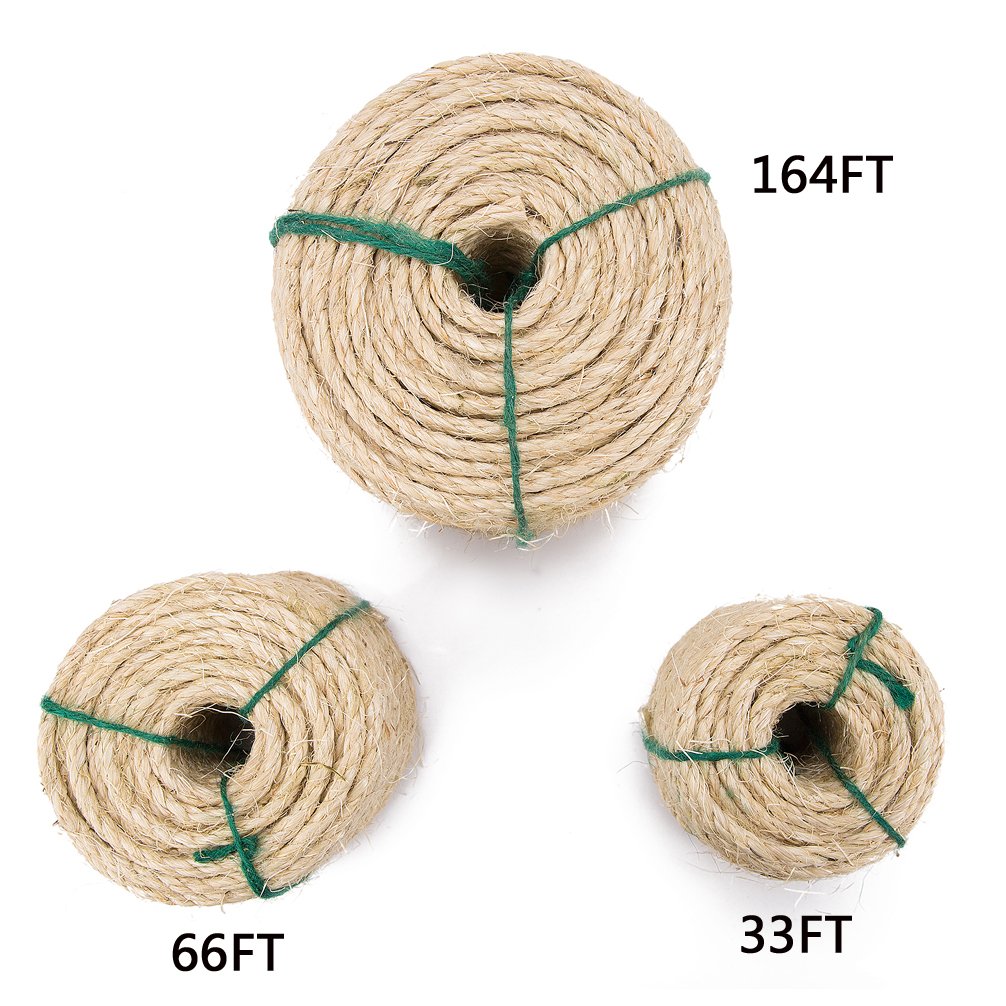 Yangbaga Sisal Rope for Cats - 1/4 Inch - Natural Fiber and Color 66FT¡­