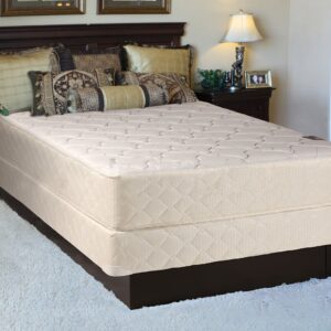 Mattress Solution Medium Plush Tight top Innerspring Mattress and 8" Wood Box Spring/Foundation Set, Full XL, Size