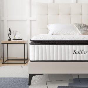 Suiforlun California King Mattress, 12 Inch Gel Memory Foam Hybrid Cal King Mattress in a Box, Medium Firm Pocket Spring Mattresses for Back Pain Relief, 120 Nights Trial