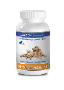 vitamins for dogs skin and coat - pet ultra vitamins - premium minerals - for cats and dogs - dog vitamin a - 1 bottle (90 chewable)