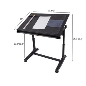 Stand Up Desk Store Adjustable Height and Angle Drafting Table Drawing Desk with Large Surface (Silver Frame/Birch Top, 40" W X 26" D)