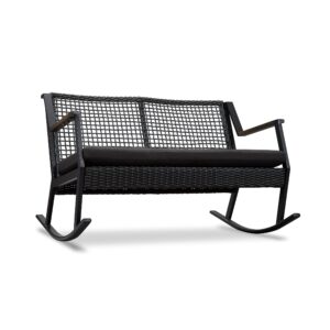 Real Flame Calvin Outdoor Two Seat Rocker, Loveseat, Powdered Aluminum Frame with Resin Wicker Weave