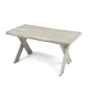 great deal furniture christopher knight home irene outdoor acacia wood coffee table, sandblast light grey