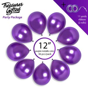 Treasures Gifted Metallic Purple Balloons - Dark Purple Balloons - Purple Latex Balloons 12 Inch - Purple Metallic Balloons - Lilac Balloons - Metallic Purple Balloons 36 Pack