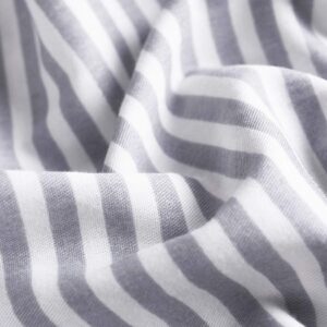 Wake In Cloud - Striped Cotton Duvet Cover Set, Ticking Stripe Pinstripe Farmhouse, 100% Cotton Bedding Set, 3 Pieces, Gray White, King Size