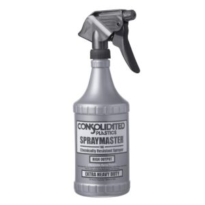 consolidated spraymaster spray bottle with acetone resistant leakproof sprayer, hdpe, gray, 32oz., 6 pack