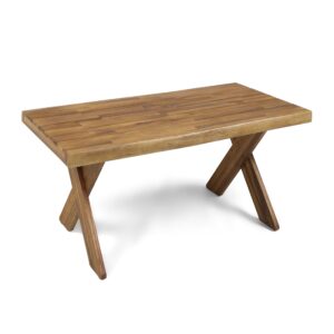 christopher knight home irene outdoor acacia wood coffee table, sandblast teak finish