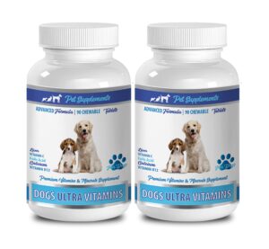 pet supplements dog muscle and joint - dogs ultra vitamins - chewable - advanced formula - premium minerals - vitamin b6 for dogs - 2 bottle (180 chews)