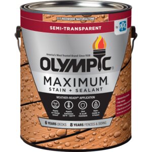 Olympic Maximum 1 gal. Redwood Semi-Transparent Exterior Ready to Use Stain and Sealant in One Low VOC