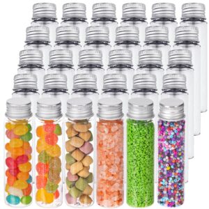 depepe 30pcs 50ml clear flat plastic test tubes with screw caps, 28×108mm tubes for candy and beads storage, scientific experiments