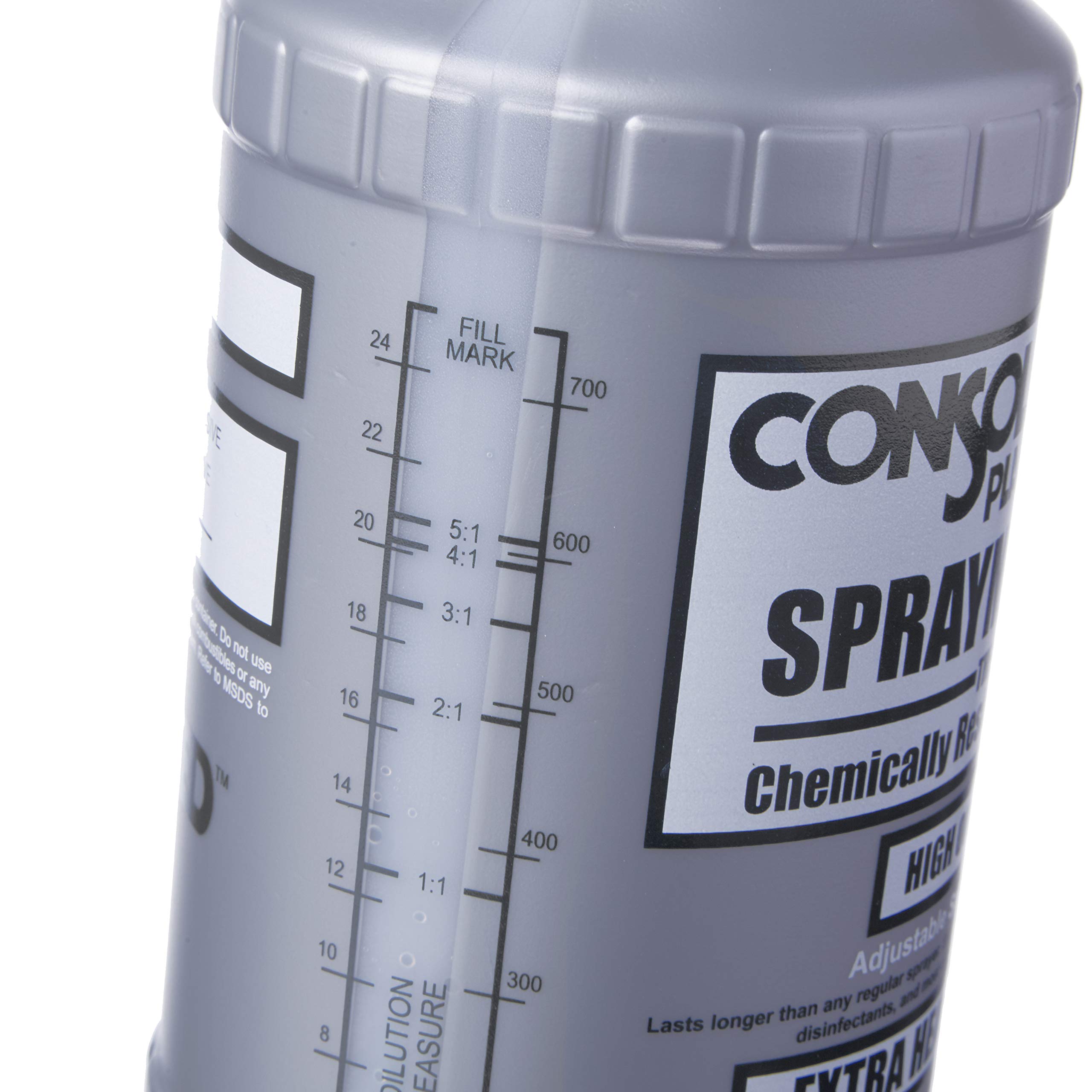 Consolidated Spraymaster Spray Bottle with Acetone Resistant Leakproof Sprayer, HDPE, Gray, 32oz., 6 Pack