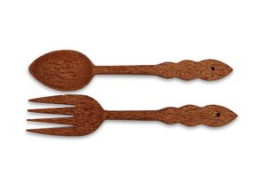 handmade coconut wood giant fork & spoon set wall kitchen home décor