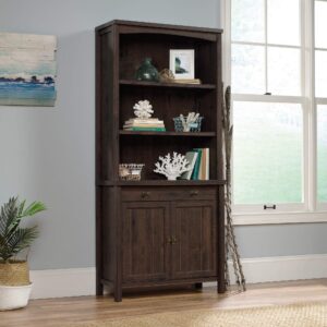 Sauder Costa Book Shelf Hutch for Library Base, in Coffee Oak