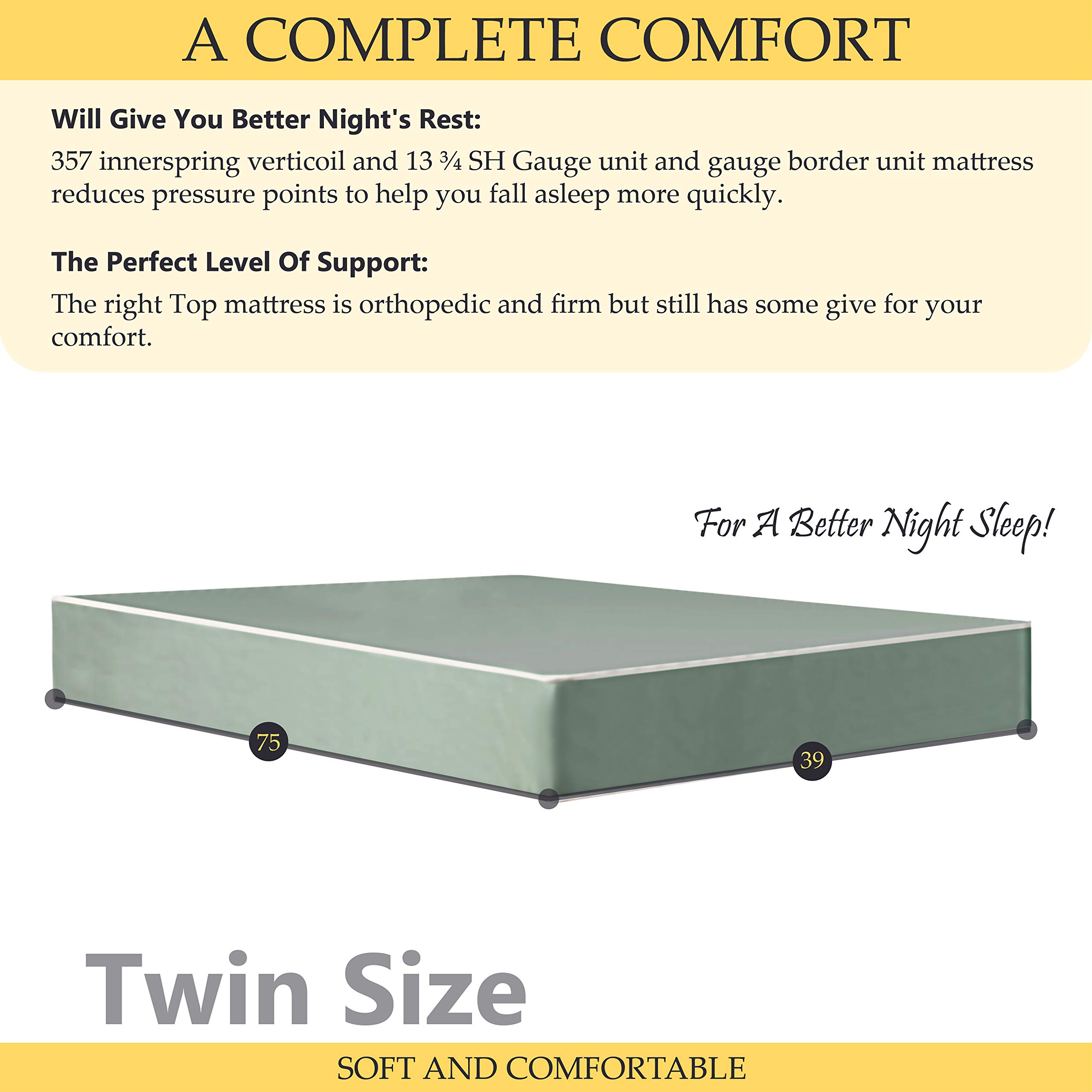 Mattress Solution Firm Double Sided Tight top Waterproof Vinyl Innerspring Fully Assembled Mattress, Good for The Back, Twin, Green