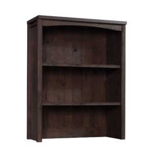 sauder costa book shelf hutch for library base, in coffee oak