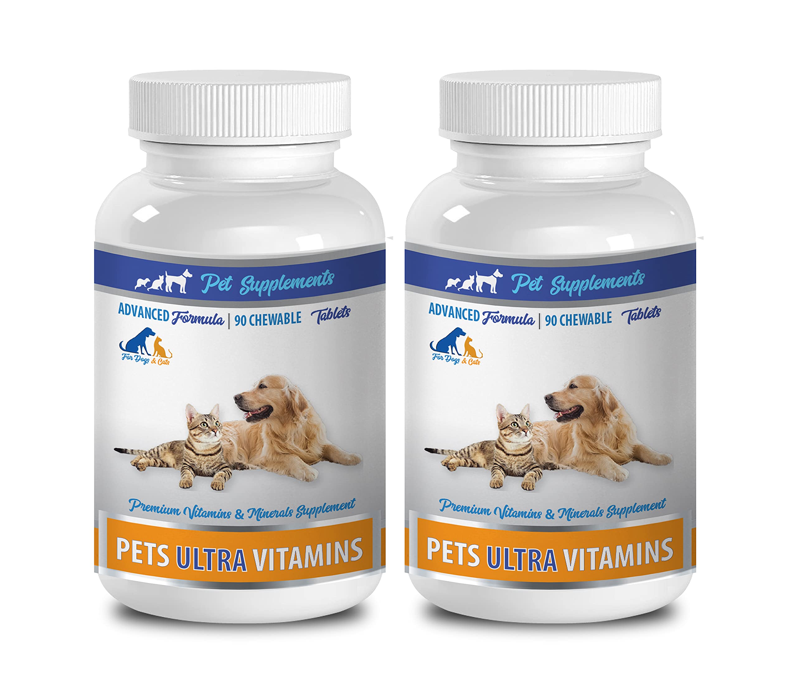 cat Vitamins Skin and Coat - PET Ultra Vitamins - Premium Minerals - for Cats and Dogs - cat Vitamin a - 2 Bottle (180 Chewable)