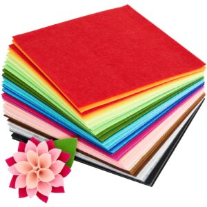 50 pack felt fabric sheets for crafts, sewing, party decorations, 8x8" (20x20cm, 25 rainbow colors)