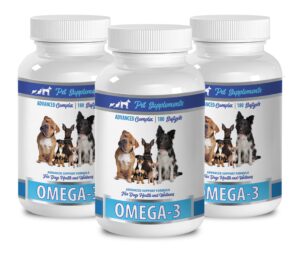 pet supplements dog protein supplement - omega 3 - advanced complex - health & wellness - for dogs - dog skin and coat - 3 bottle (540 softgels)