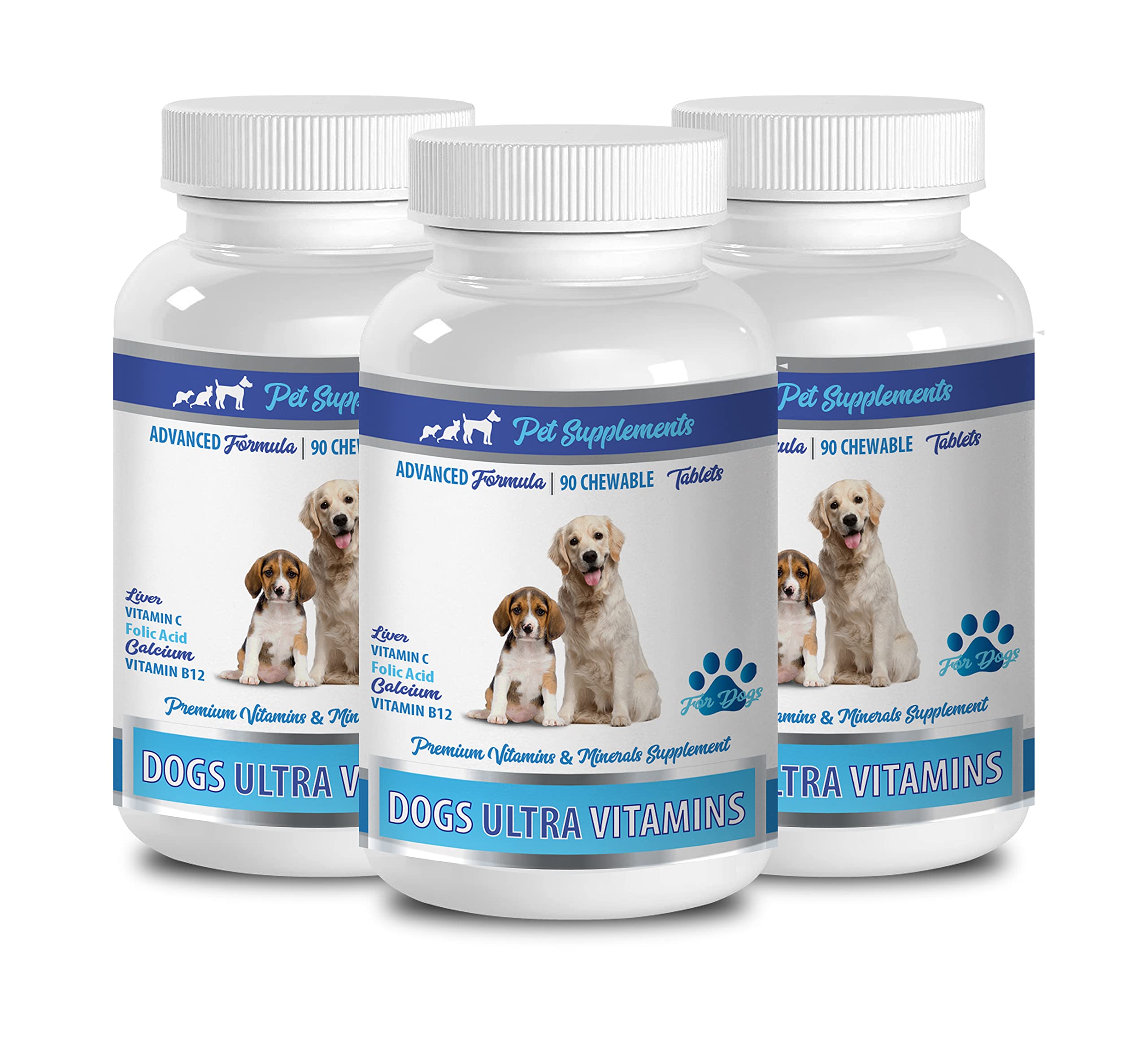 PET SUPPLEMENTS Dogs Vitamins for Joints - Dogs Ultra Vitamins - CHEWABLE - Advanced Formula - Premium Minerals - Vitamins for Dogs - 3 Bottle (270 Chews)