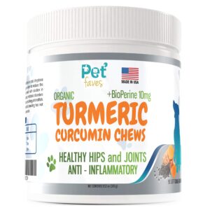 natural dog hip & joint supplement for dogs arthritis pain relief. turmeric curcumin with black pepper for anti inflammatory. tumeric msm glucosamine chondroitin for dogs healthy joints - 90 chews