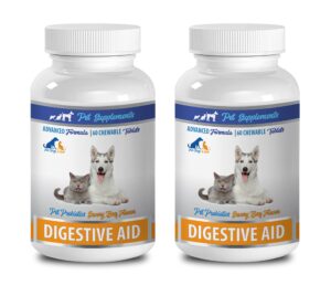 cat stomach relief natural - pet digestive aid - probiotics - for dogs and cats - chewable - cat digestive care - 2 bottle (120 chews)