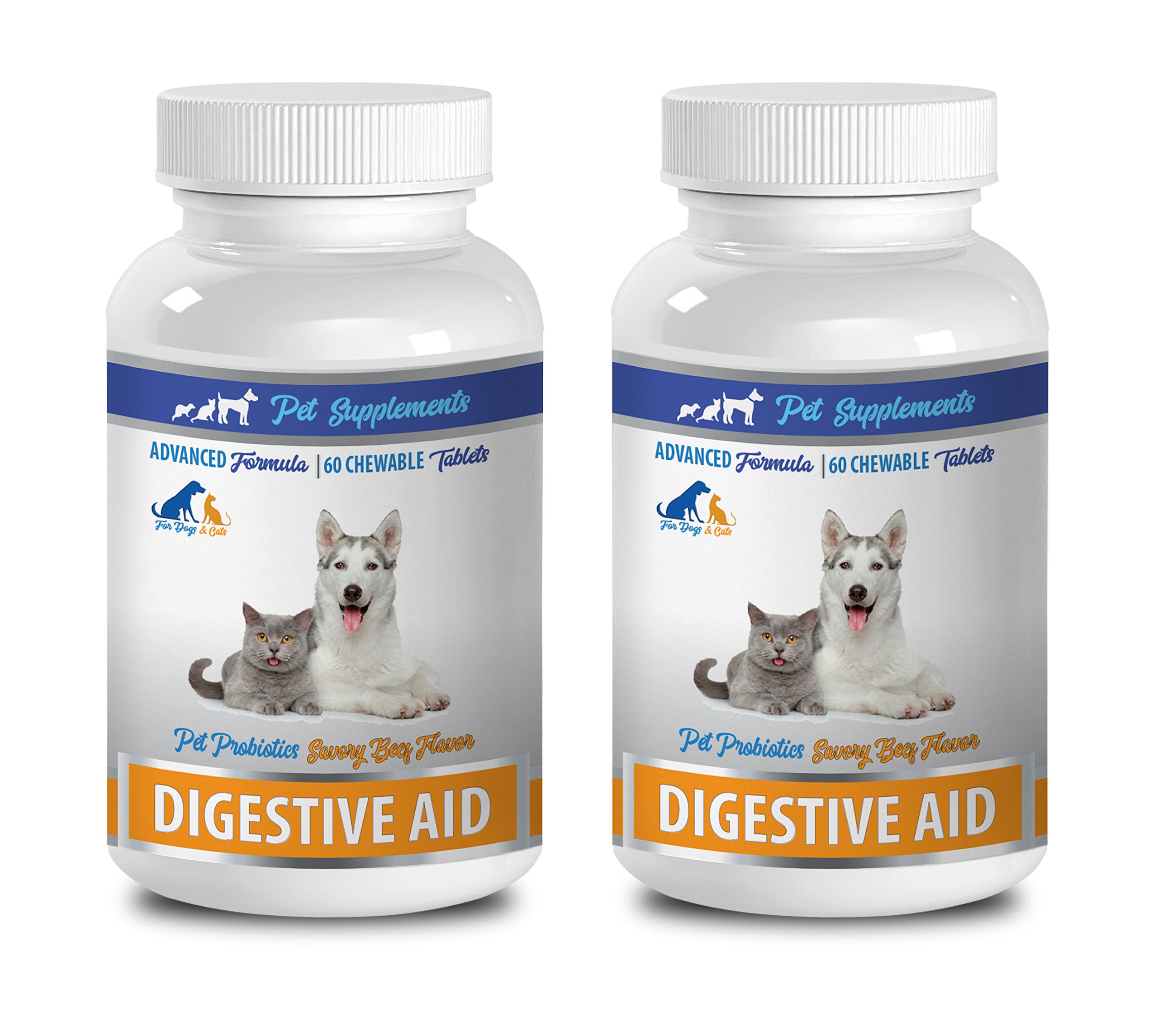 cat Stomach Relief Natural - Pet Digestive Aid - Probiotics - for Dogs and Cats - Chewable - cat Digestive Care - 2 Bottle (120 Chews)