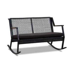 real flame calvin outdoor two seat rocker, loveseat, powdered aluminum frame with resin wicker weave