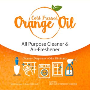 Bluewater Chemgroup Premium Cold Pressed Orange Oil Concentrate- 32 oz (D-Limonene), Concentrated All-Natural Cold Pressed Orange Oil - Professional Grade All-Purpose Citrus Cleaner and Degreaser