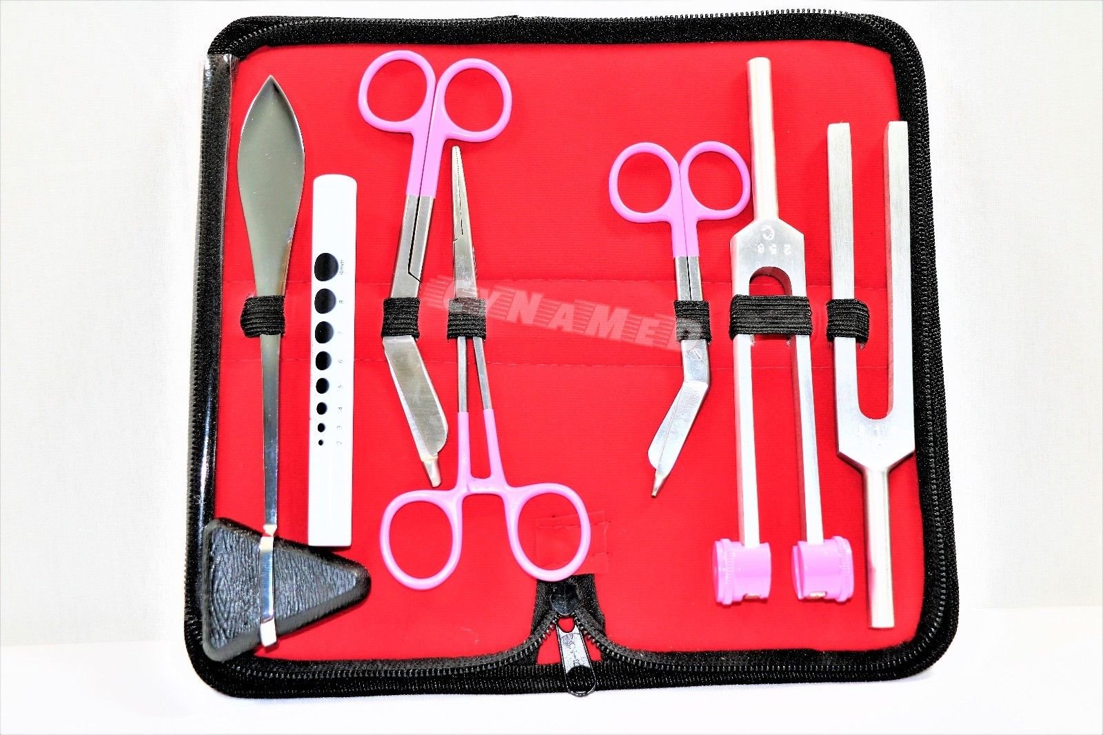 New Premium Set of 7 pcs Reflex Percussion Taylor Hammer Penlight Tuning Fork C 256 C 512 Bandage Scissors 5.5 and 4.5 Inches Hemostat Forceps 5.5 Inches CYNAMED