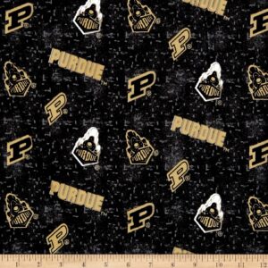 sykel enterprises ncaa purdue university flannel distressed logo grey fabric by the yard