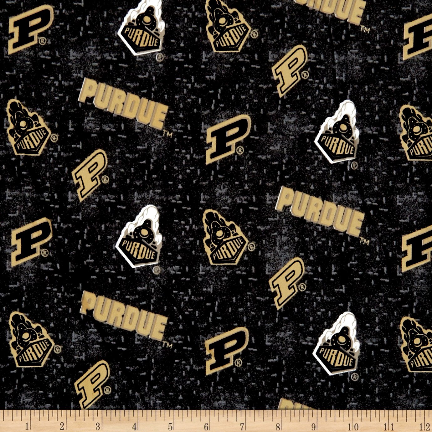 Sykel Enterprises NCAA Purdue University Flannel Distressed Logo Grey Fabric by the Yard