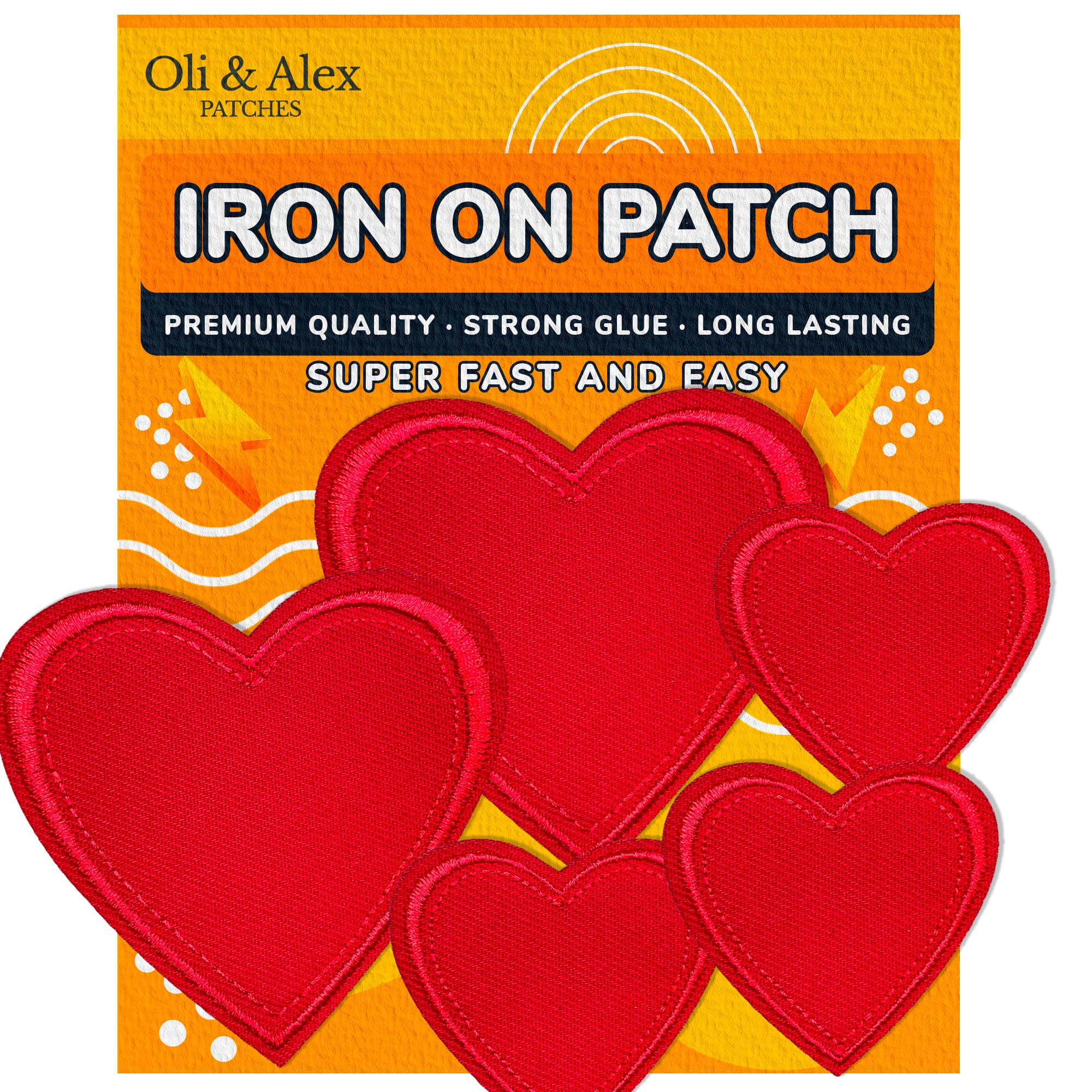 Iron On Patches - Red Heart Patch Extra Strong Glue 7 pcs Iron On Patch Embroidered Applique A-150