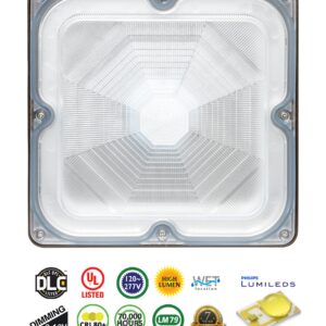 Westgate LED Canopy Garage Light with Motion Sensor - Aluminum Housing - Highbay Lighting