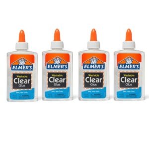 elmer's liquid school glue, clear, washable, 5 ounces, 4 count - great for making slime