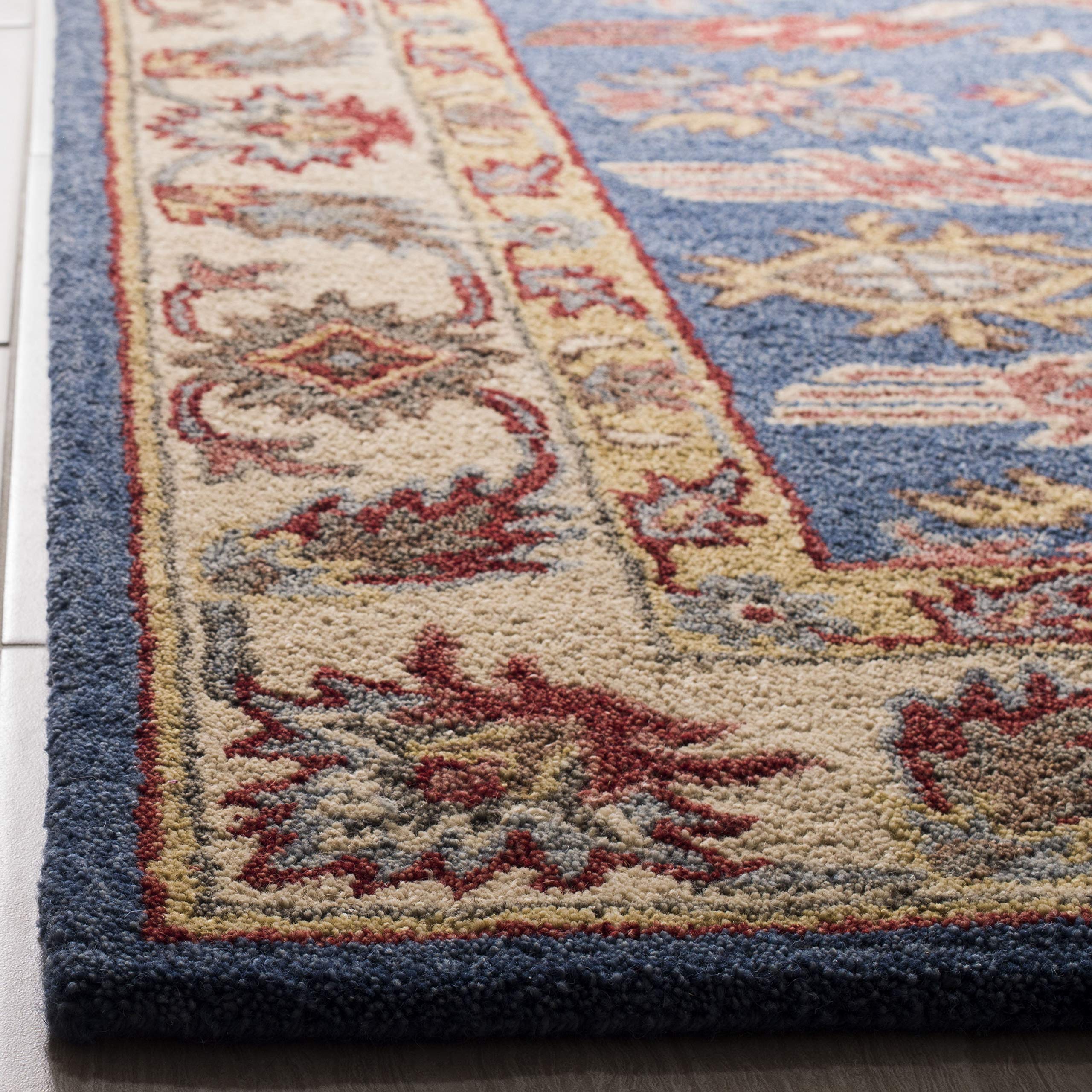 SAFAVIEH Antiquity Collection 8' x 10' Blue/Red AT506M Handmade Traditional Oriental Premium Wool Area Rug