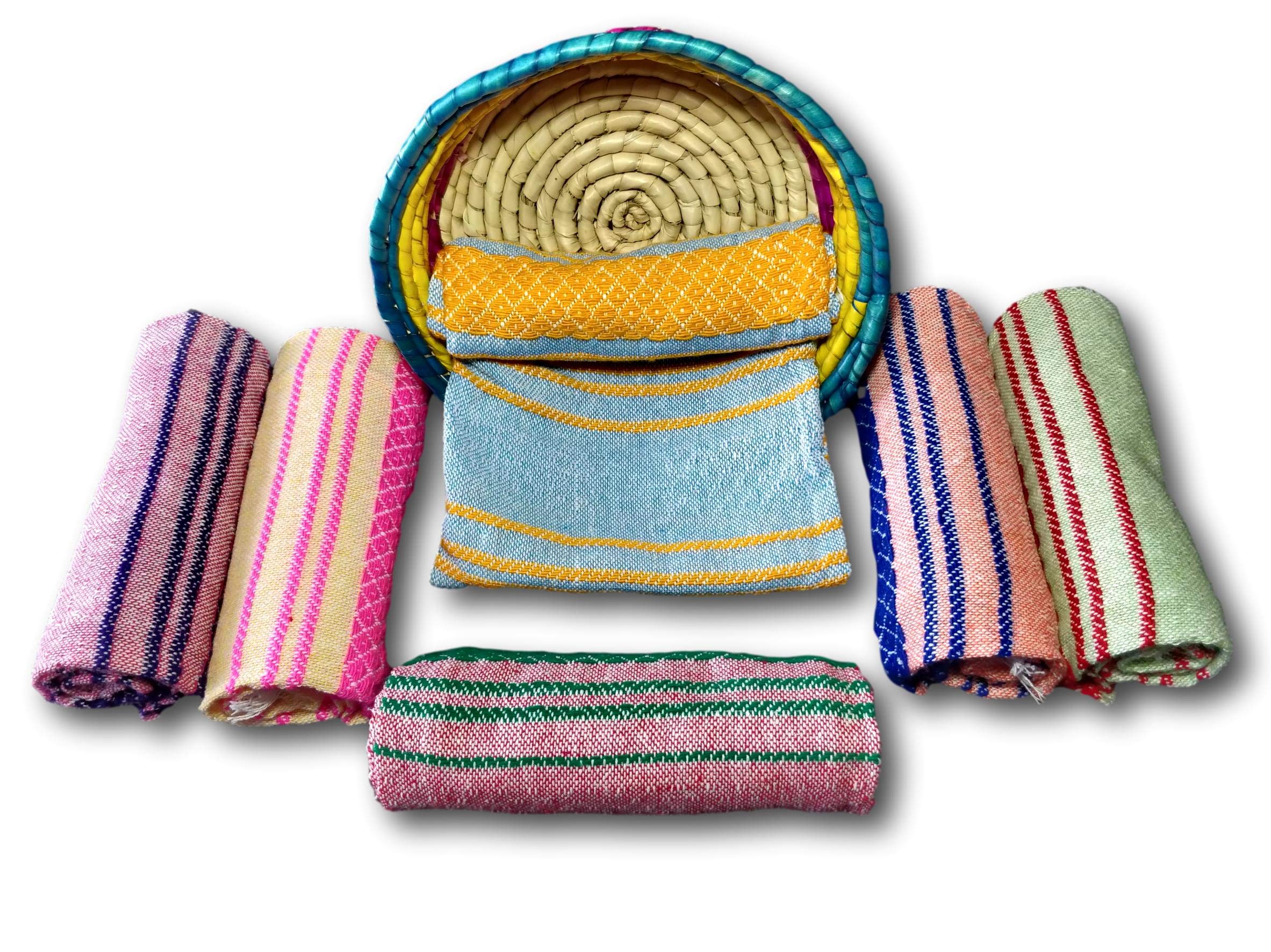 Handwoven Palm Baskets by Jacq & Jürgen - 3 Pack Multicolor - Medium Size Bundle - Traditional Mexican Tortillero