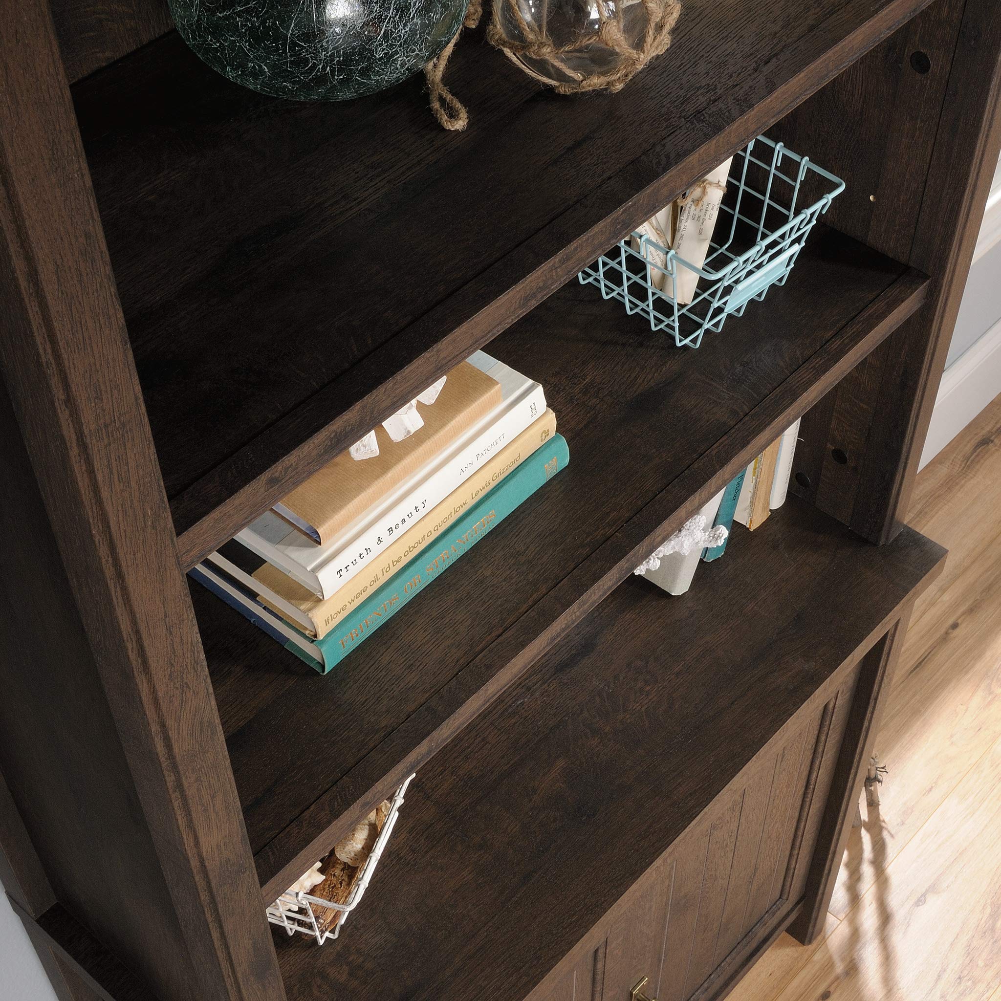 Sauder Costa Book Shelf Hutch for Library Base, in Coffee Oak