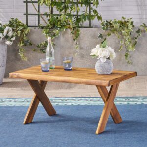 Christopher Knight Home Irene Outdoor Acacia Wood Coffee Table, Sandblast Teak Finish