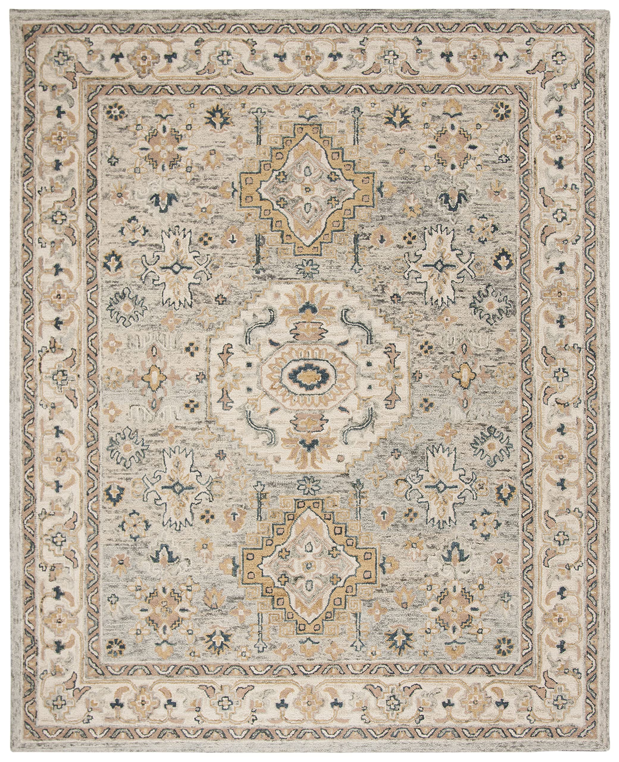 SAFAVIEH Aspen Collection Area Rug - 8' x 10', Moss & Ivory, Handmade Traditional Wool, Ideal for High Traffic Areas in Living Room, Bedroom (APN601W)