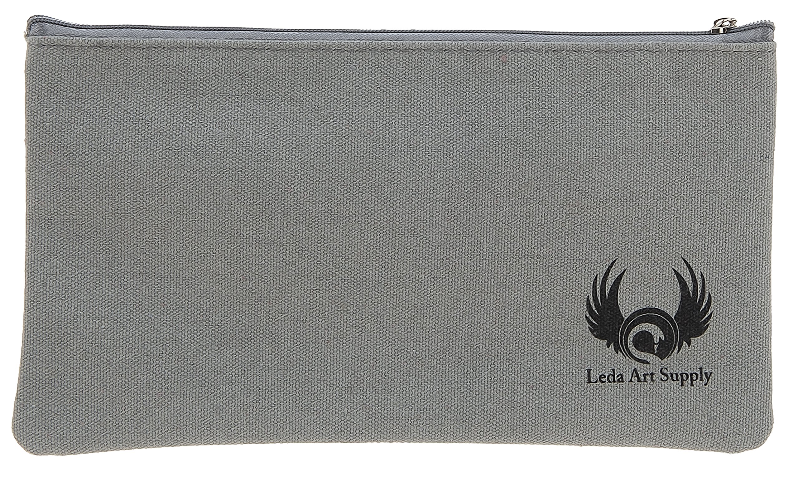 Leda Art Supply Leda Canvas Pencil Bag (9 x 5 inches) for Colored Pencils, Graphite and Charcoal Pencils, pens, Crayons and Other Drawing Materials