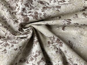 antique vintage damask print fabric baroque material for curtains upholstery dressmaking - 55'' wide - brown & cream canvas (sold by the yard)