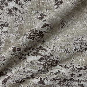 Antique Vintage Damask Print Fabric Baroque Material for Curtains Upholstery Dressmaking - 55'' Wide - Brown & Cream Canvas (Sold by The Yard)