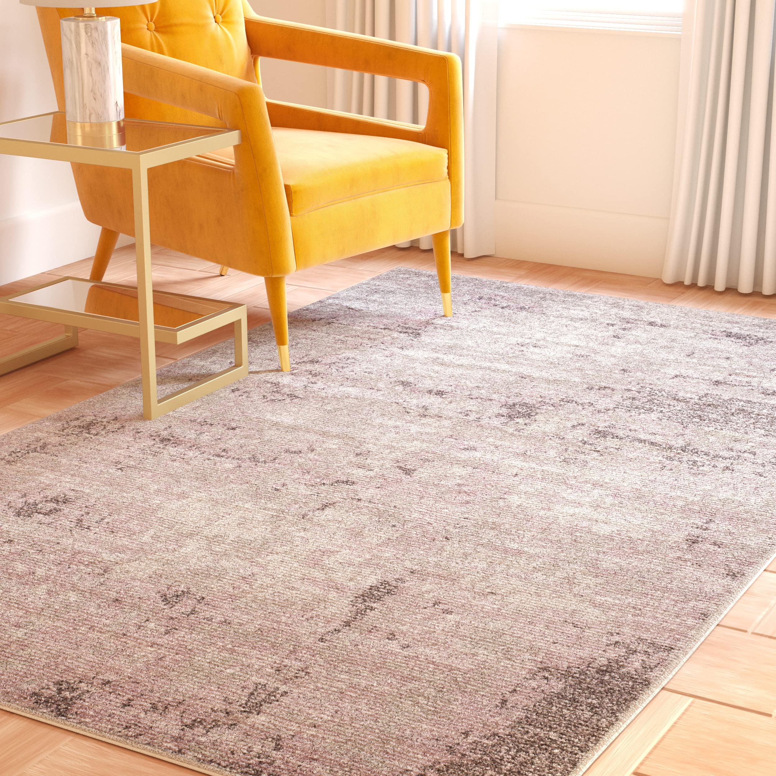 SAFAVIEH Adirondack Collection Area Rug - 8' Square, Light Grey & Purple, Modern Abstract Design, Non-Shedding & Easy Care, Ideal for High Traffic Areas in Living Room, Bedroom (ADR130M)