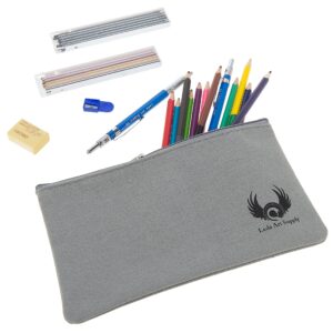 Leda Art Supply Leda Canvas Pencil Bag (9 x 5 inches) for Colored Pencils, Graphite and Charcoal Pencils, pens, Crayons and Other Drawing Materials