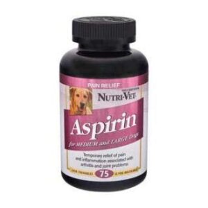 nutri-vet aspirin for dogs, fast pain relief liver flavored chewable tablets for medium to large dogs, 300mg - 75 count