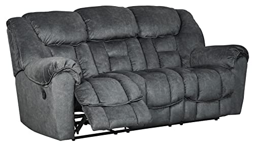 Signature Design by Ashley Capehorn Oversized Manual Pull Tab Reclining Sofa, Dark Gray