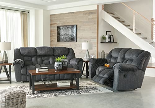 Signature Design by Ashley Capehorn Oversized Manual Pull Tab Reclining Sofa, Dark Gray